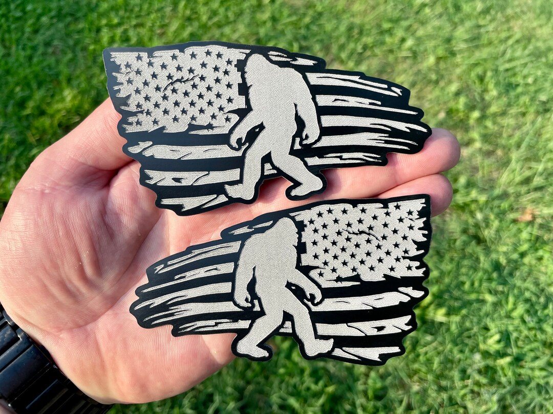 Custom Badge/emblem Set: Distressed Flag Sasquatch/bigfoot for 4x4 ...