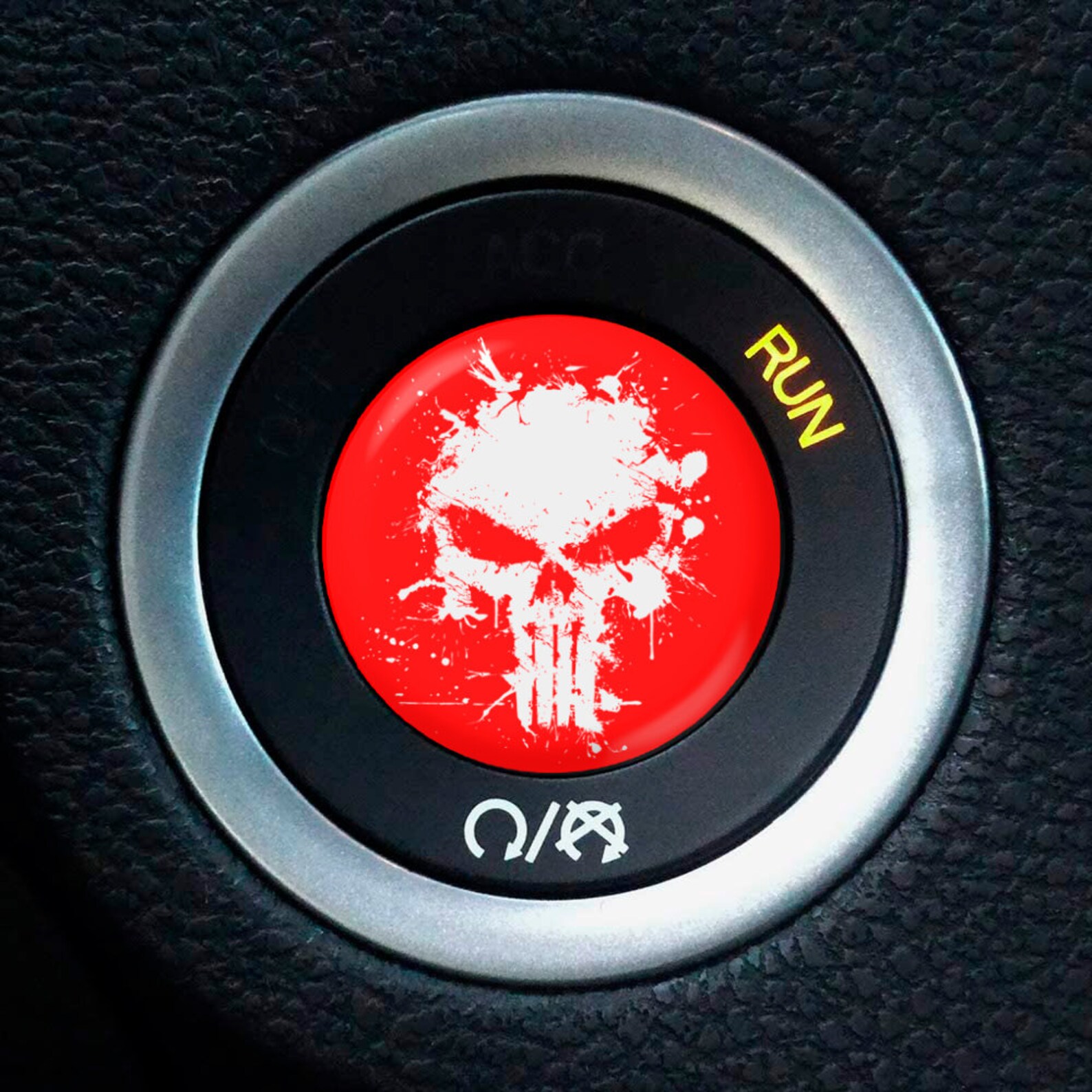 Custom Start Button Overlay: “punisher” Skull Splatter Fits Dodge ...