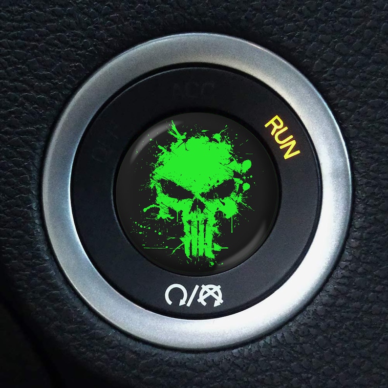 Custom Start Button Overlay: “punisher” Skull Splatter Fits Dodge ...