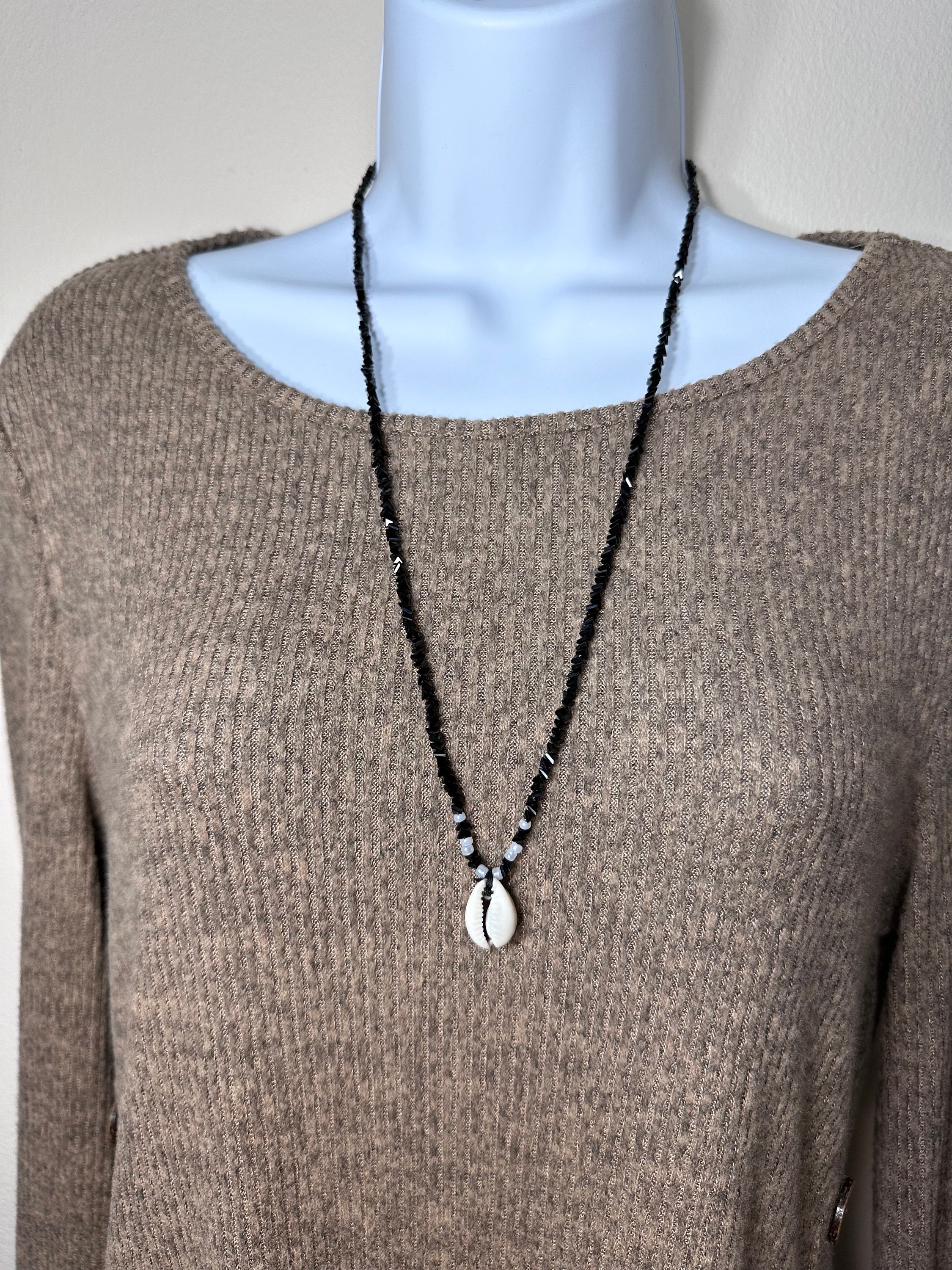 African Cowrie Seashell With Triangle Austrian Crystal Charms Glass ...