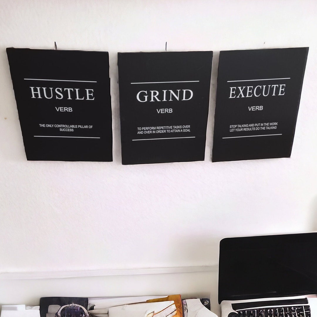 Grind, Hustle, Execute Signs, Dorm Room Decor. Office Decor, Gift for ...