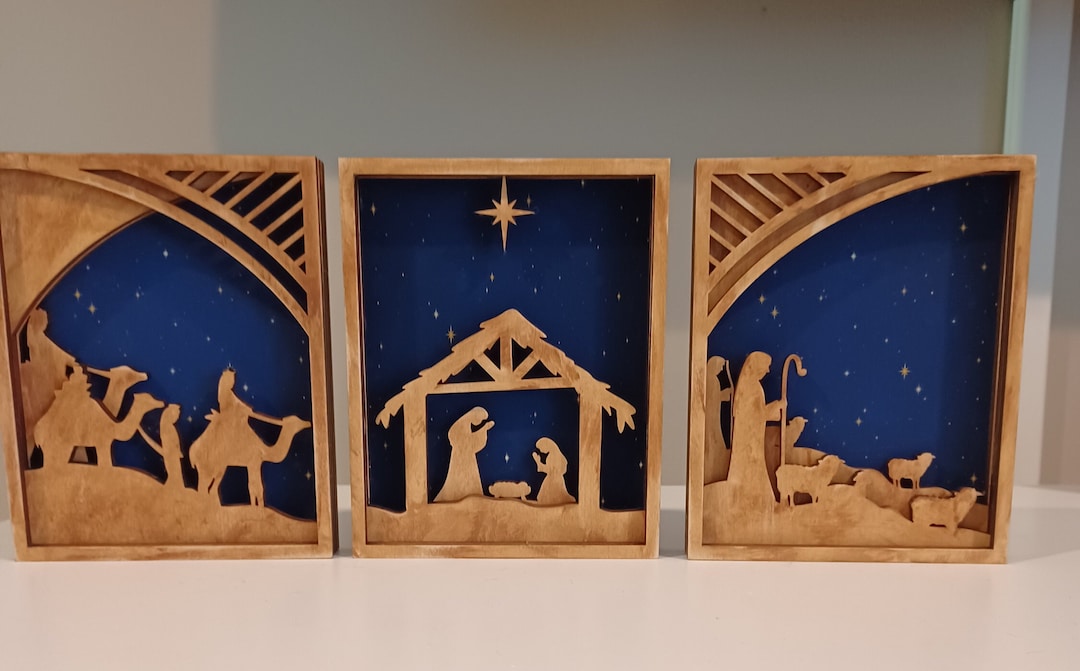 Nativity Scene Shadow Box, Multi Layered Nativity Scene, Holy Night, 3D ...