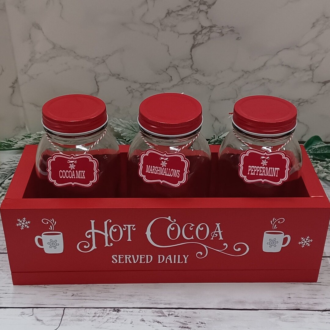 Handmade Hot Cocoa Bar: Painted Wood Box With Jars - Etsy