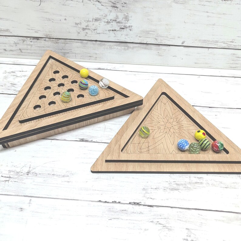 Wooden Triangle Marble Game, Gift - Etsy