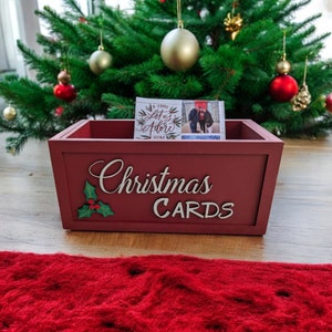 Christmas Card Box, Christmas Card Holder, Merry Mail, Holiday Décor ...