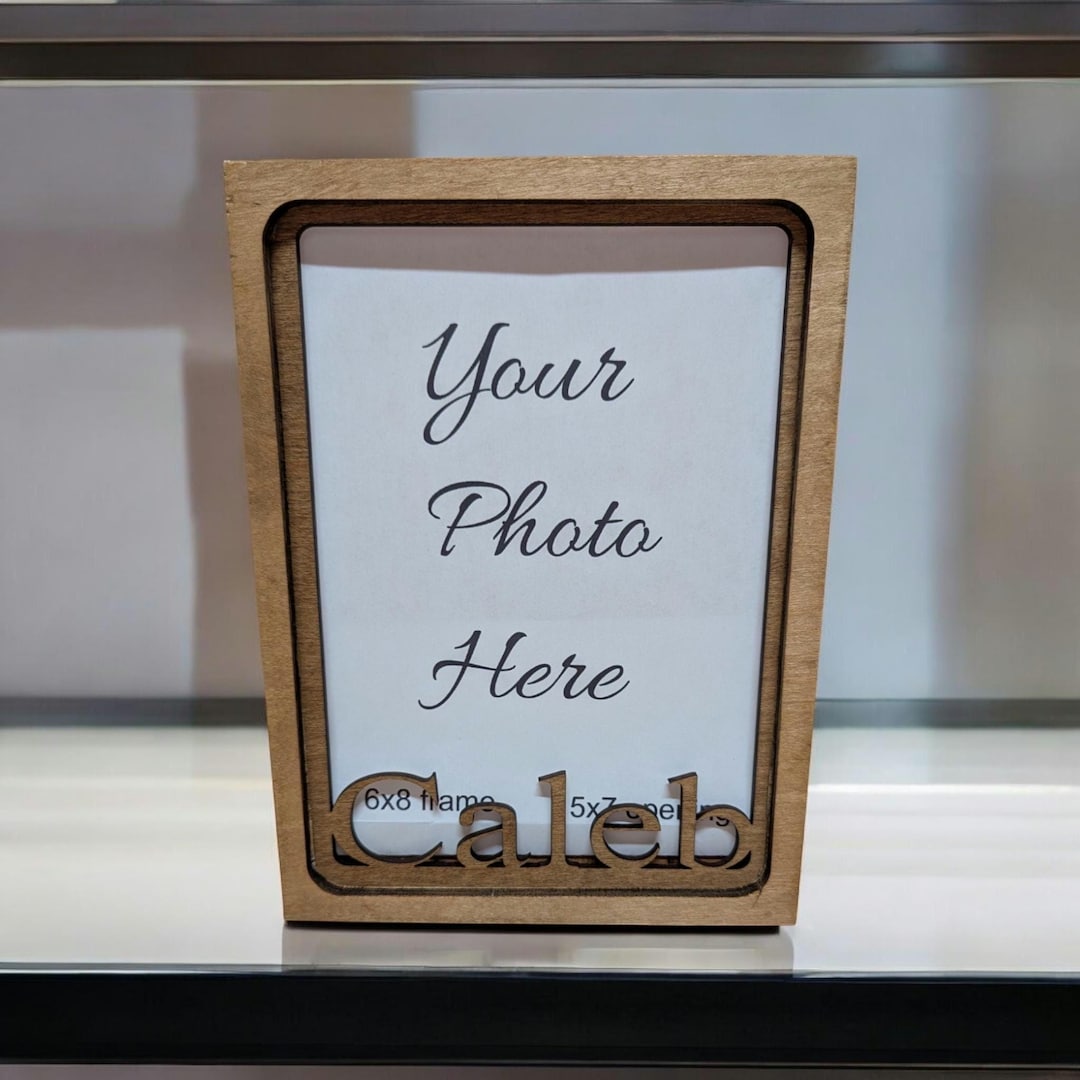 Personalized Laser Cut Wood Photo Frame: Custom Name Mat Board - Etsy