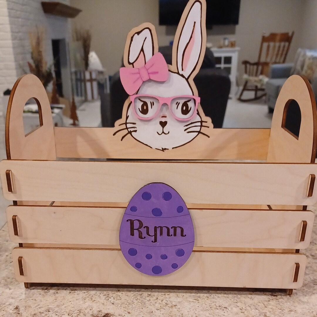 Wood Easter Basket, Wood Crate, Personalized Easter Crate/basket, Wood ...