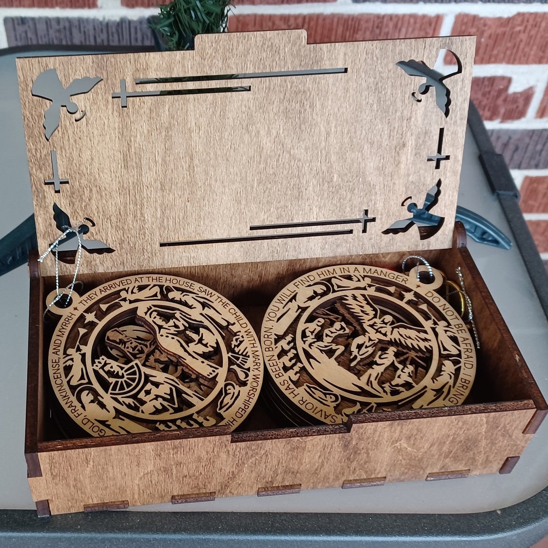 Laser Cut Christmas Story Ornaments, Religious Holiday Decor, Gift Box ...