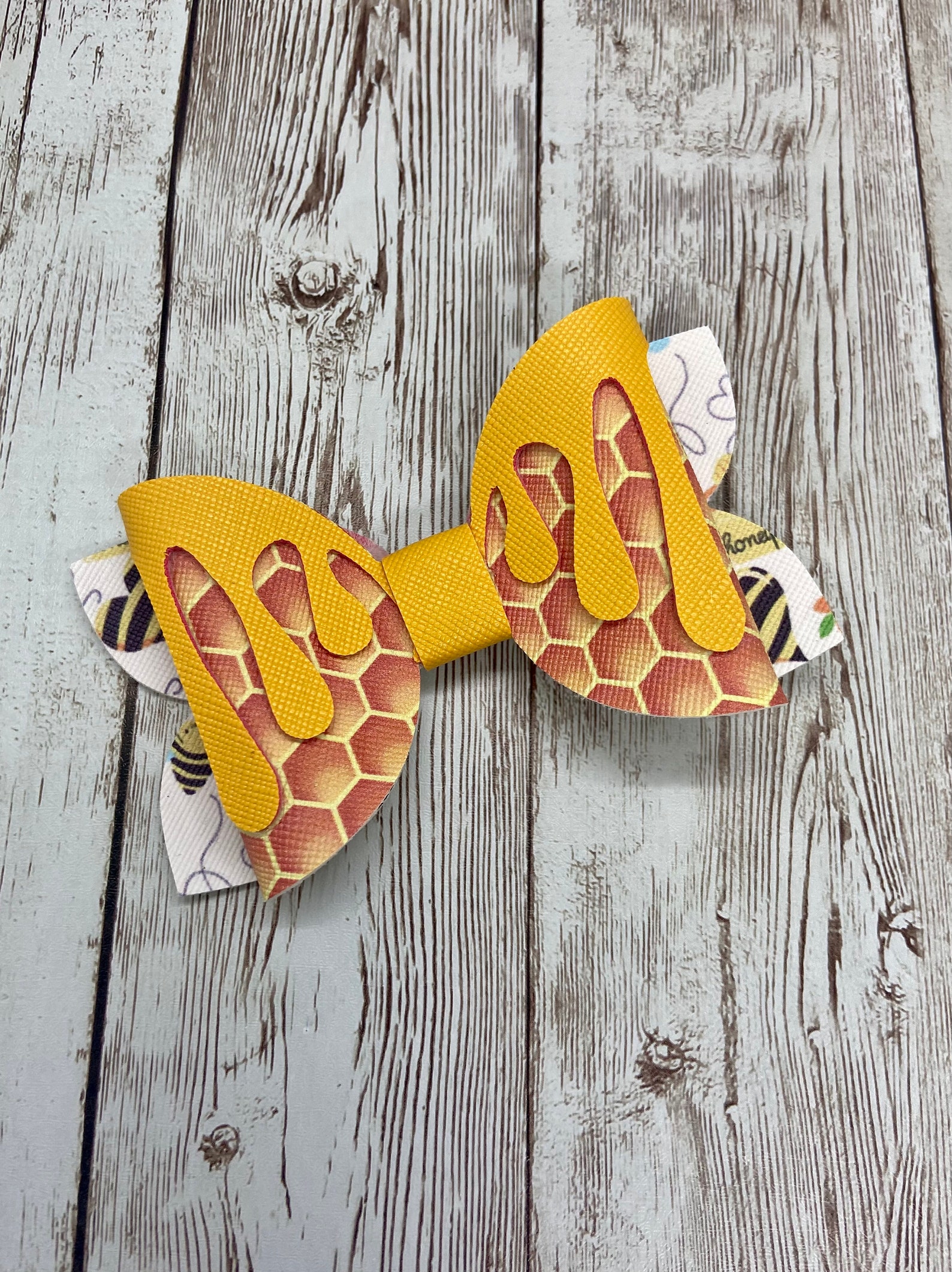 Honey hair bow honey drip bows girls summer bows bee hair | Etsy