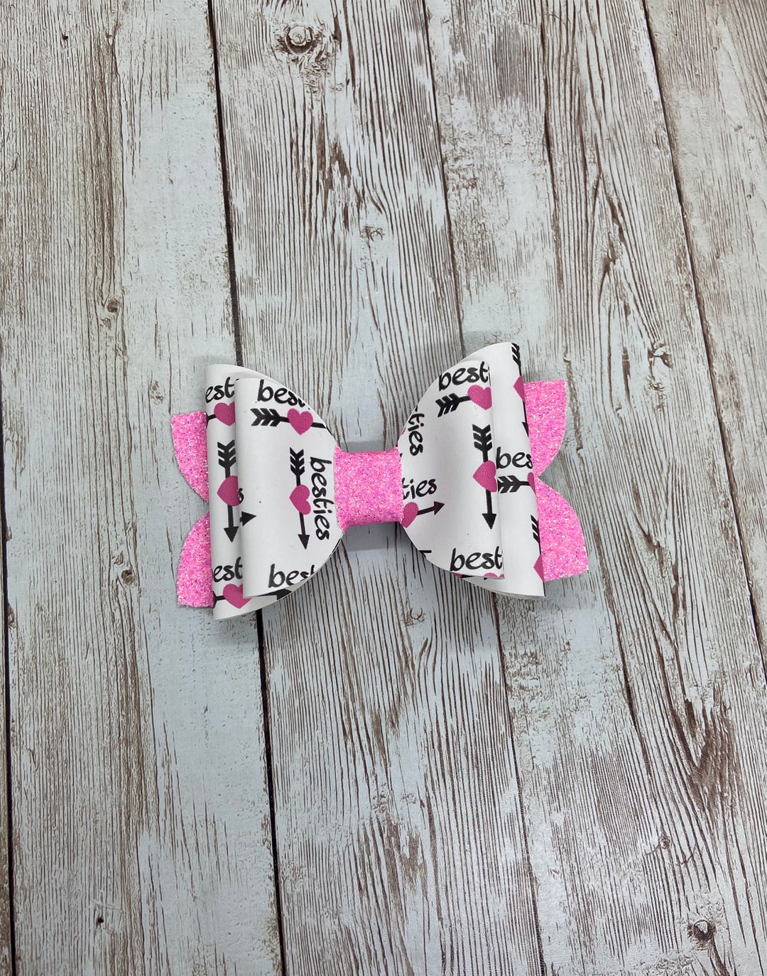 Best Friends Hair Bows, Girls Leather Bows, Toddler Hair Clips, Faux ...