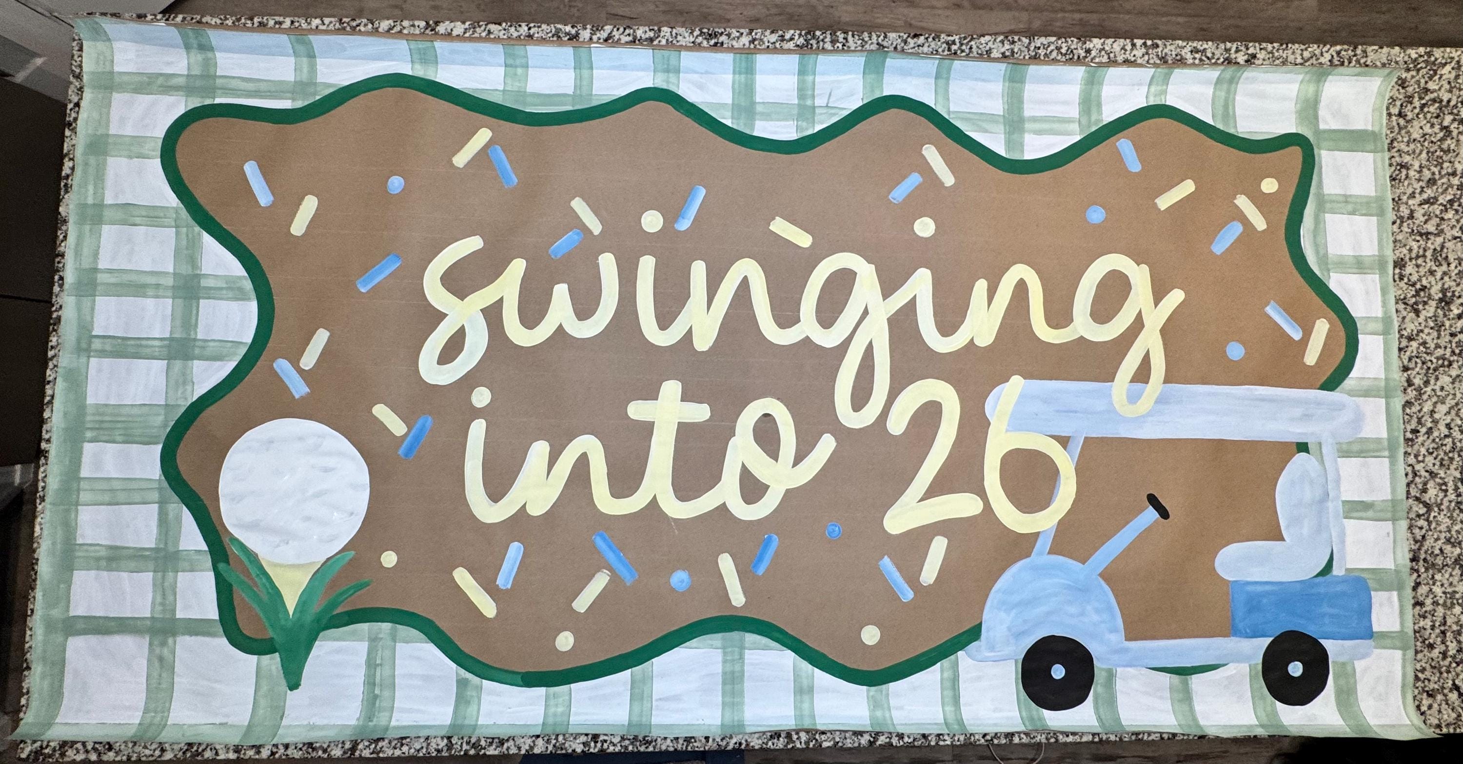 Golf Birthday Banner, Golf Hand Painted Banner, Golf Banner, Golf ...
