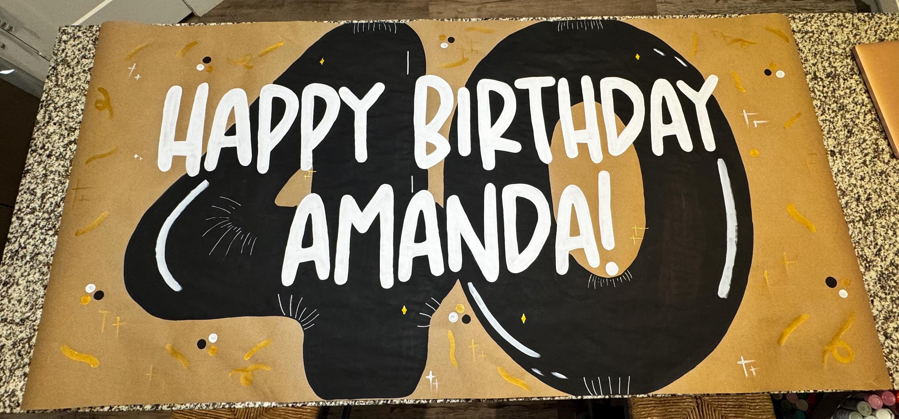 Custom Birthday Banner, Hand Painted Banner, Banner, Painted Banner ...