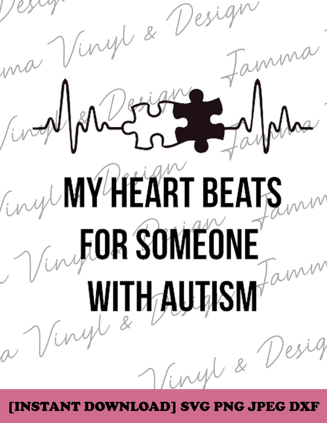 Heartbeat Autism|svg File|cutting File|dxf|png|jpeg|instant Download - Etsy