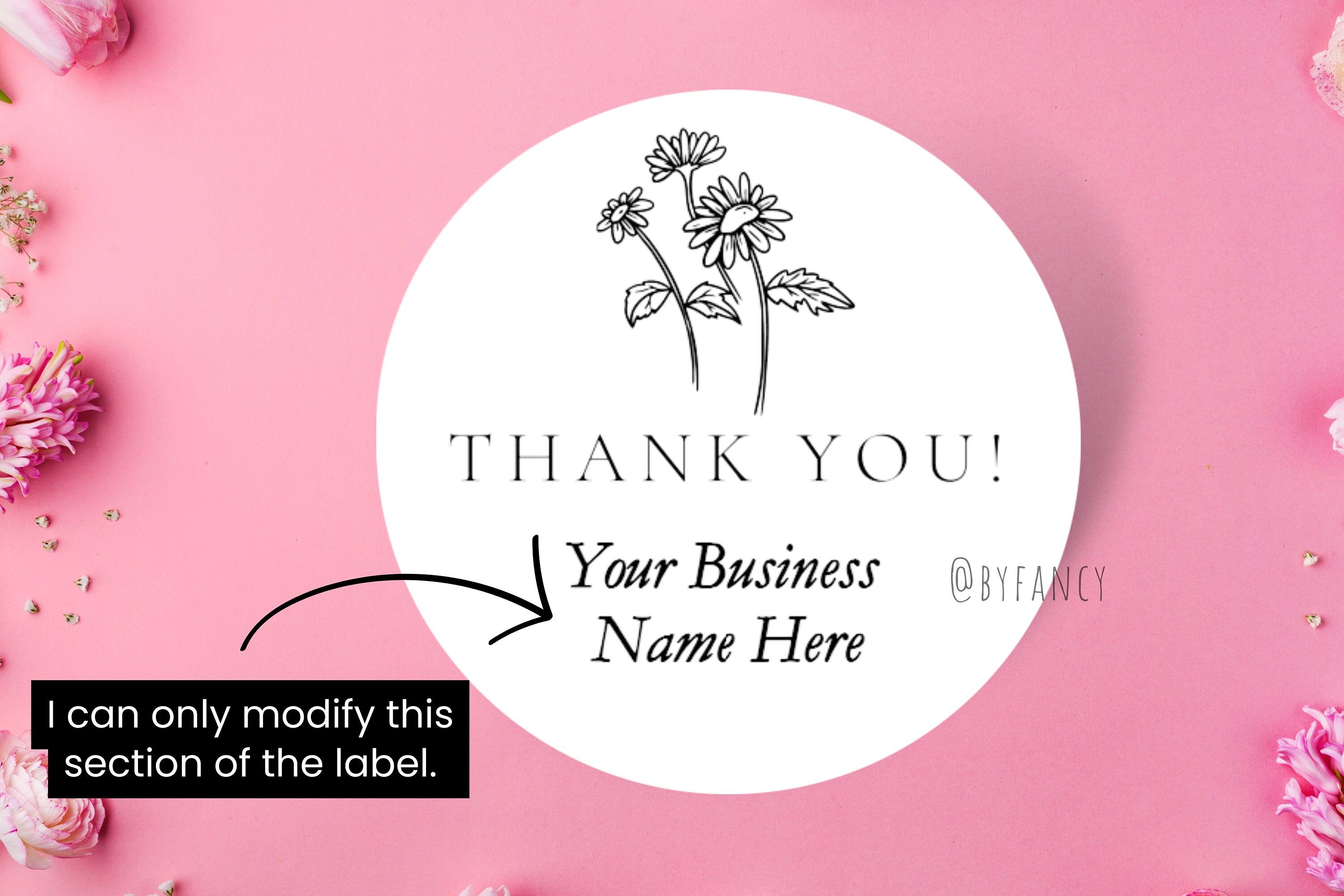 60 Personalized Thank You Floral Stickers Custom Thank You Stickers ...