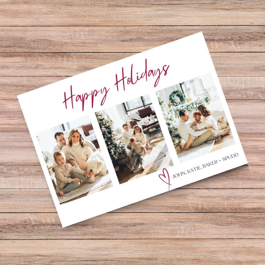 Happy Holiday Christmas Card, Digital Design Holiday Card. Edit Your ...