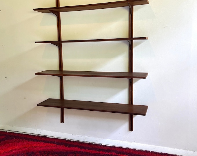 Mid Century Danish Wall Mount Shelving Unit in Walnut - Etsy