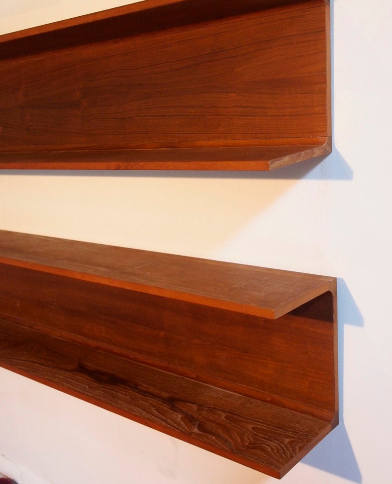 Large Danish Teak Floating Shelf by Pedersen & Hansen Viby J - Etsy