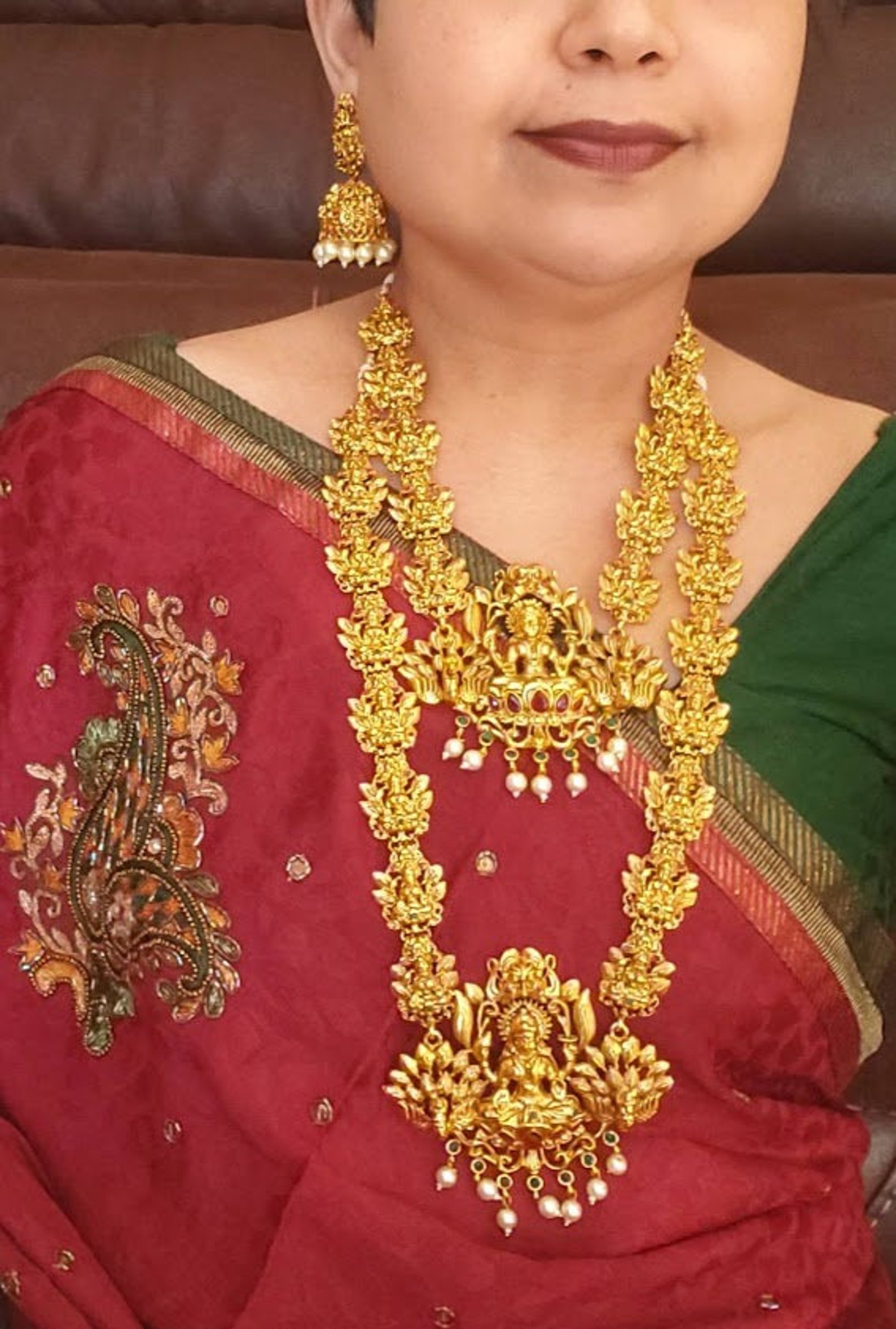 Shiny Gold Nagas Bridal Combo Necklace Set South Indian | Etsy