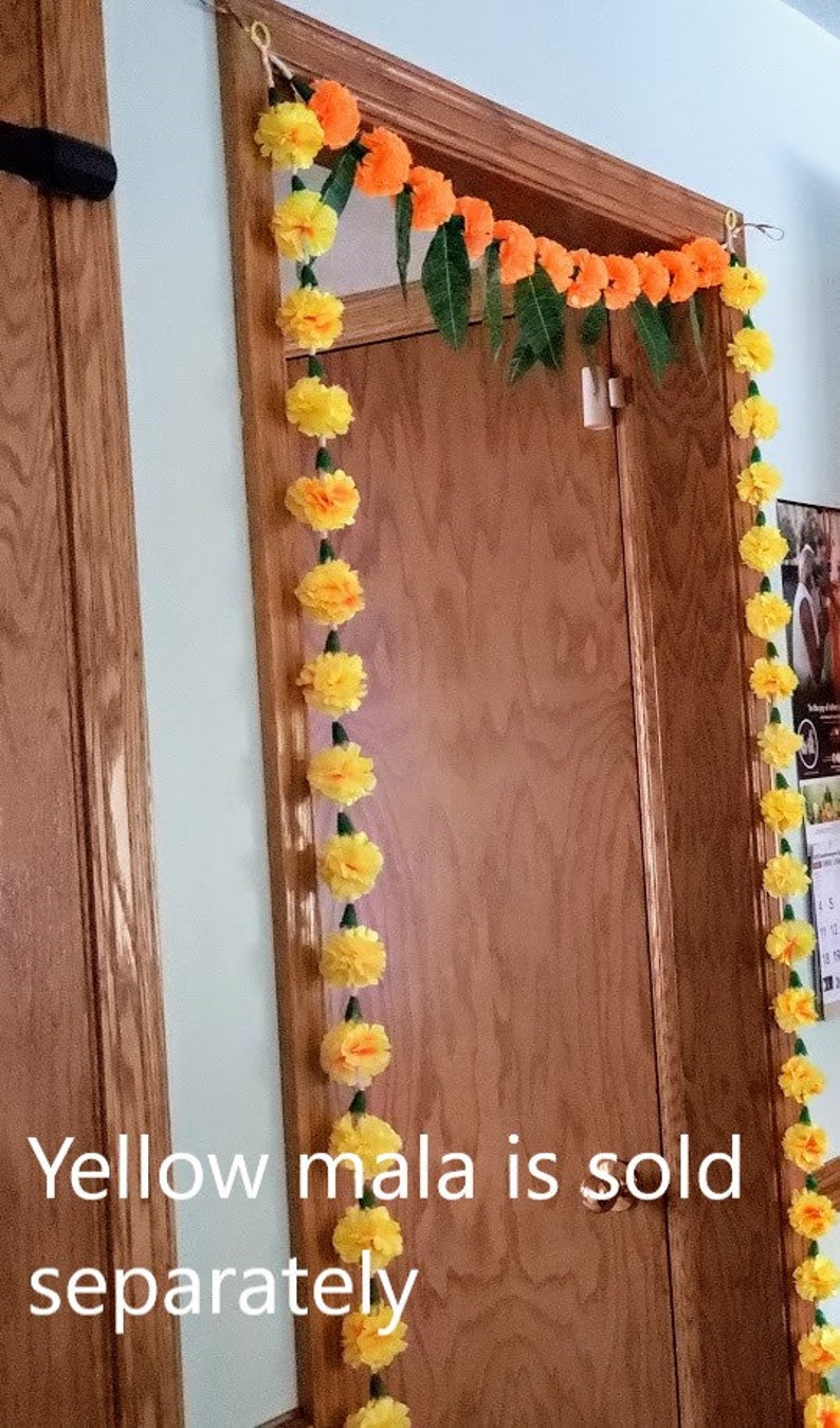 Artificial Fabric Marigold And Mango Leaves Toran Diwali | Etsy