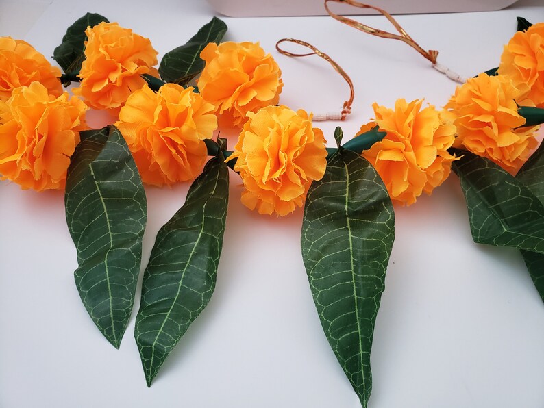 Artificial Fabric Marigold And Mango Leaves Toran Diwali | Etsy