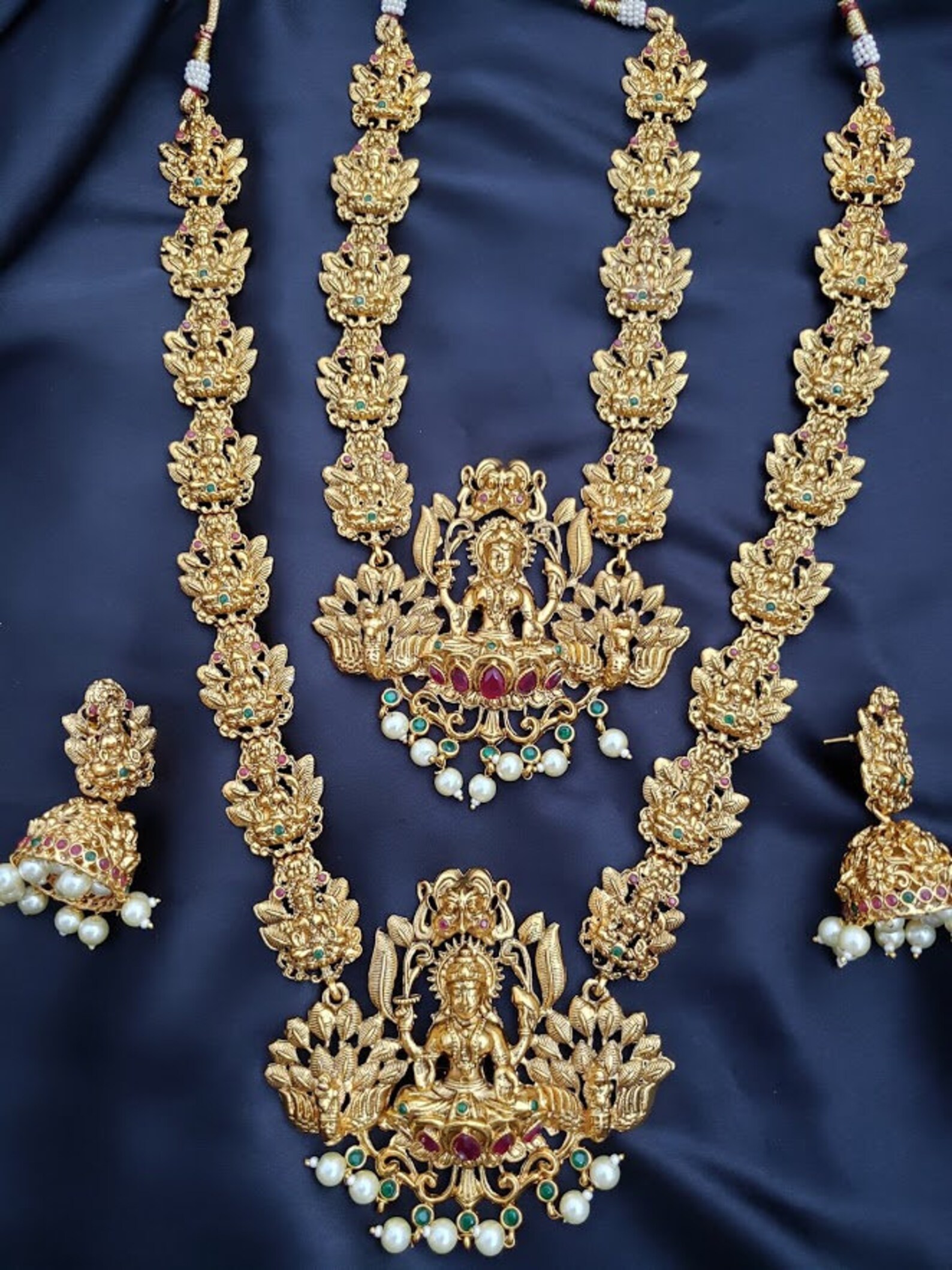 Shiny Gold Nagas Bridal Combo Necklace Set South Indian | Etsy