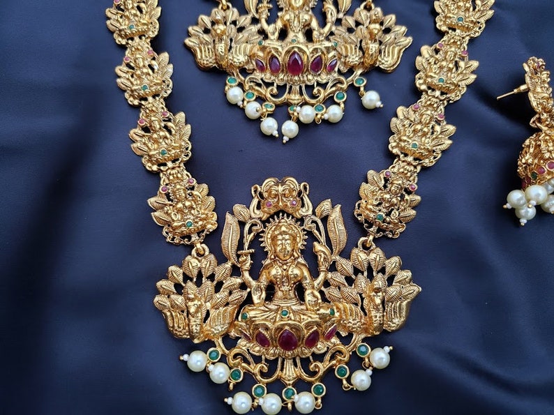 Shiny Gold Nagas Bridal Combo Necklace Set South Indian | Etsy