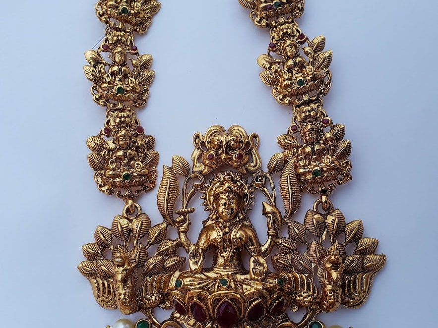 Shiny Gold Nagas Bridal Combo Necklace Set South Indian | Etsy