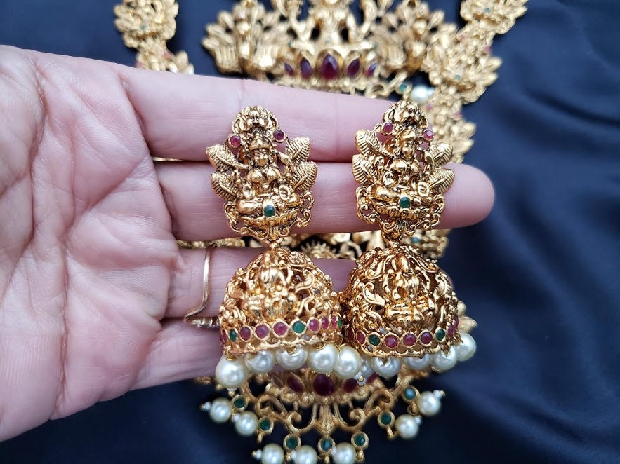 Shiny Gold Nagas Bridal Combo Necklace Set South Indian | Etsy