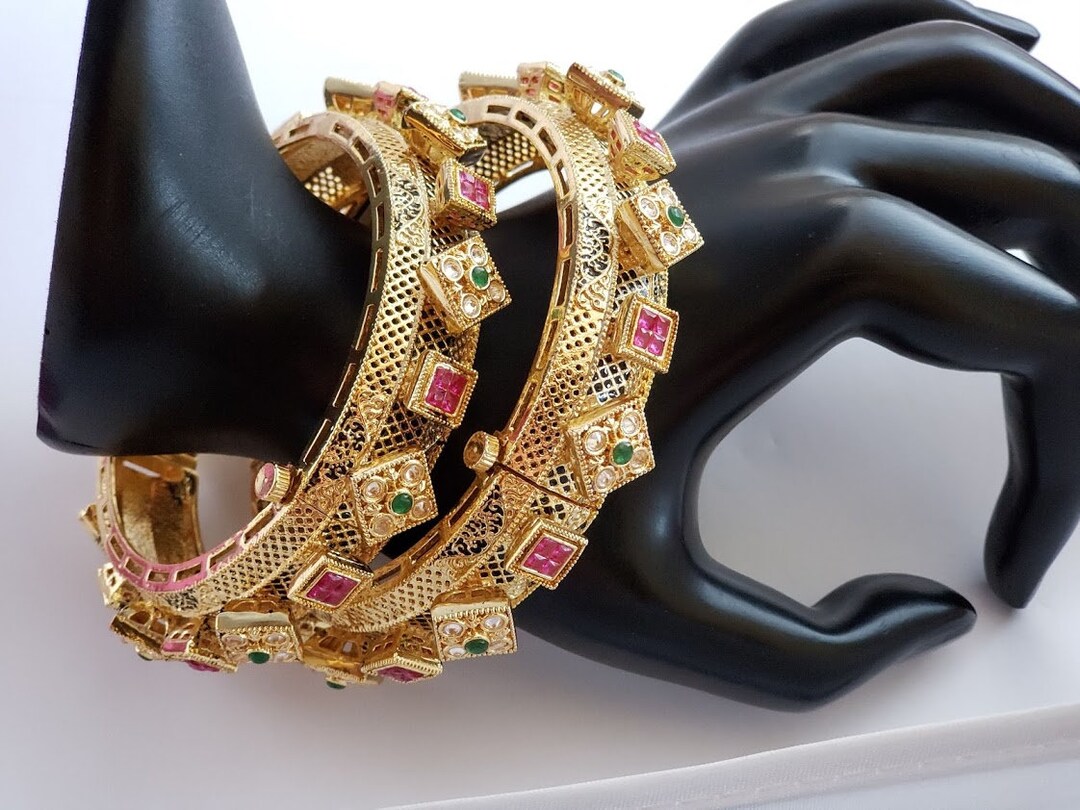 3D Gold Plated Openable Bangles |indian Jewelry | Indian Wedding ...