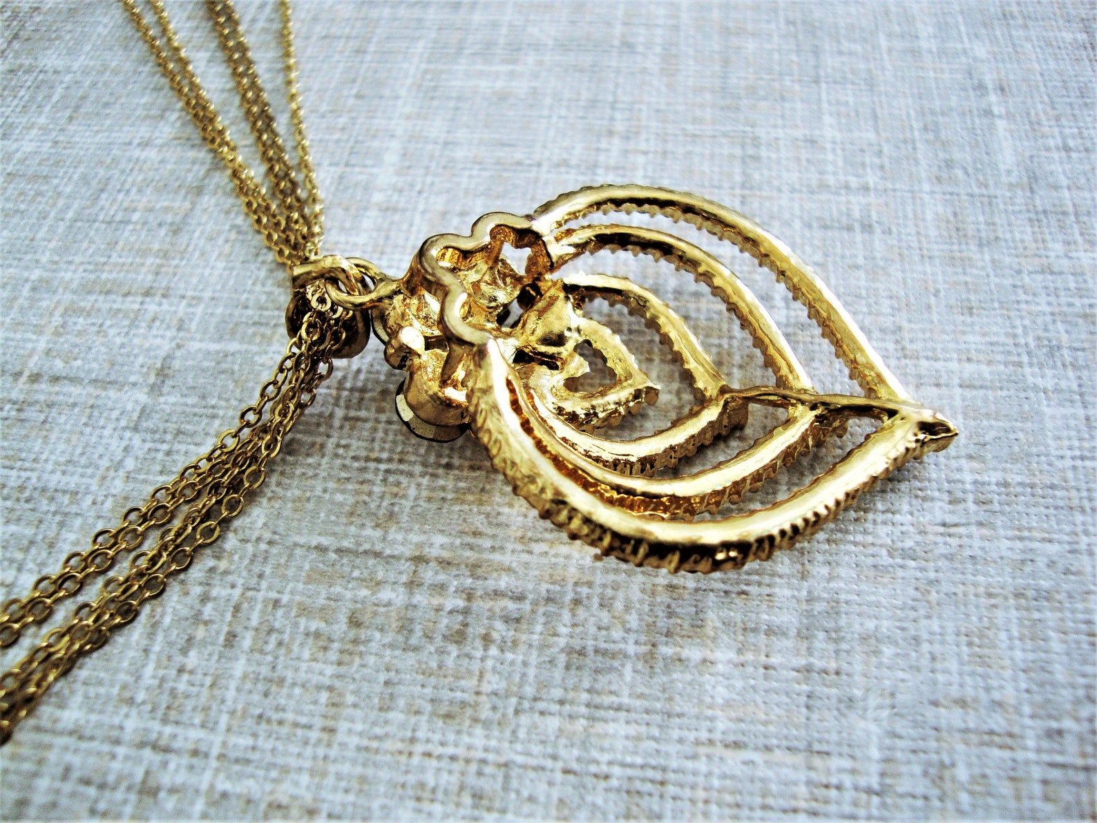 70s Style Heart Necklace Diamante Heart Necklace Vtg - Etsy UK