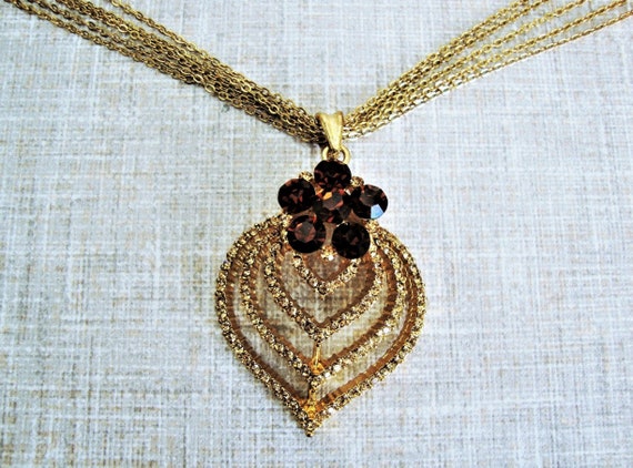 70s Style Heart Necklace Diamante Heart Necklace Vtg - Etsy UK