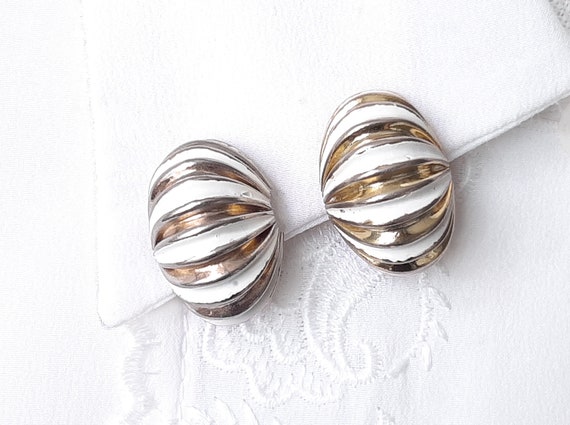 Shell Style Enamel Earrings, Shell Style Enamel Vinta… - Gem