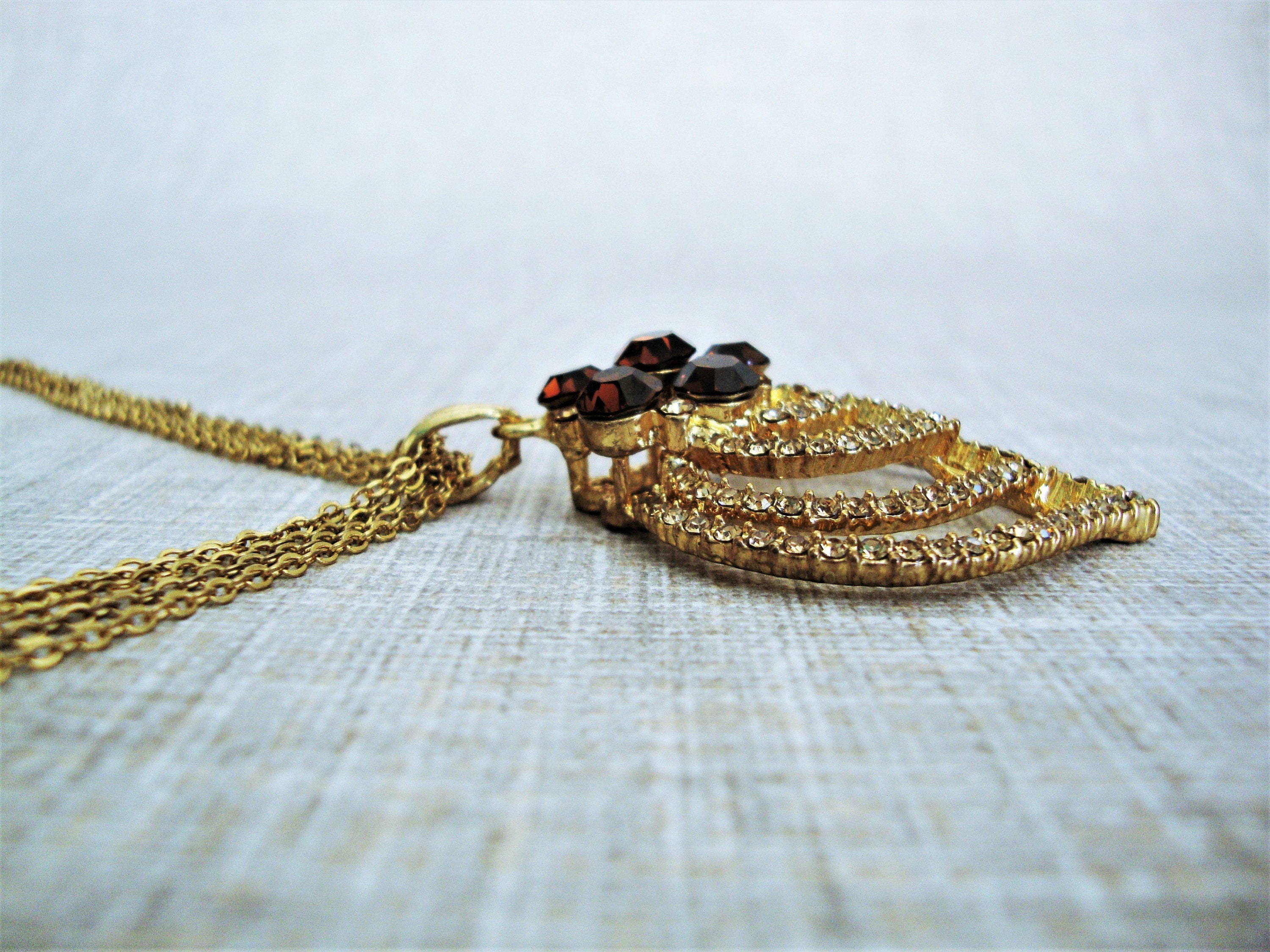 70s Style Heart Necklace Diamante Heart Necklace Vtg - Etsy UK