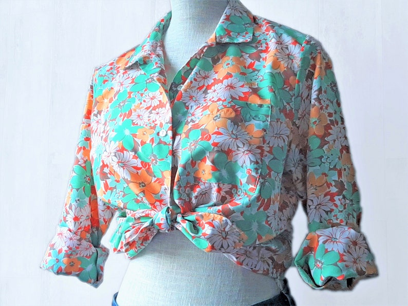 Bold Floral 80s Blouse, Colourful 1980s Vintage Blouse - Etsy UK