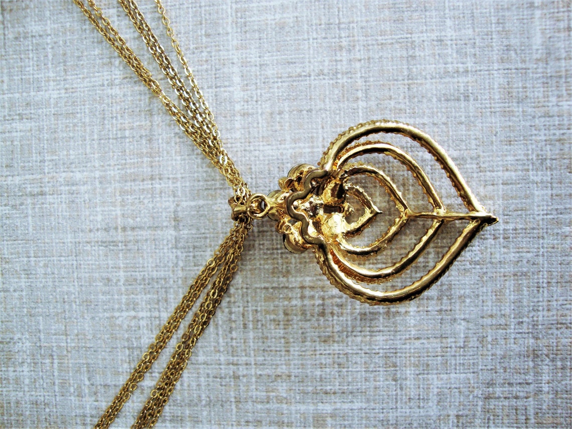 70s Style Heart Necklace Diamante Heart Necklace Vtg - Etsy UK