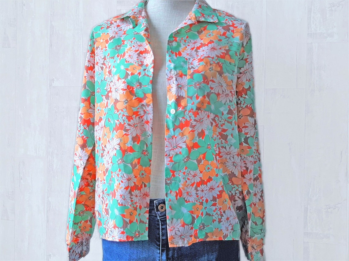 Bold Floral 80s Blouse, Colourful 1980s Vintage Blouse - Etsy UK