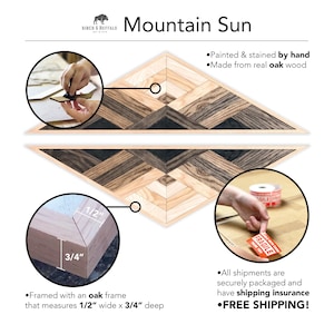 Mountain Sun Geometric Wood Wall Art, Wooden Wall Art, Reclaimed Wood ...