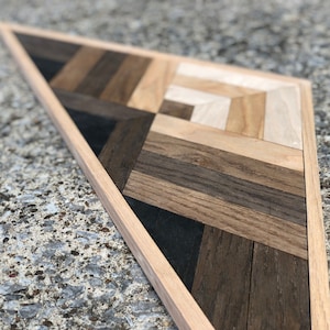 Mountain Sun Geometric Wood Wall Art, Wooden Wall Art, Reclaimed Wood ...