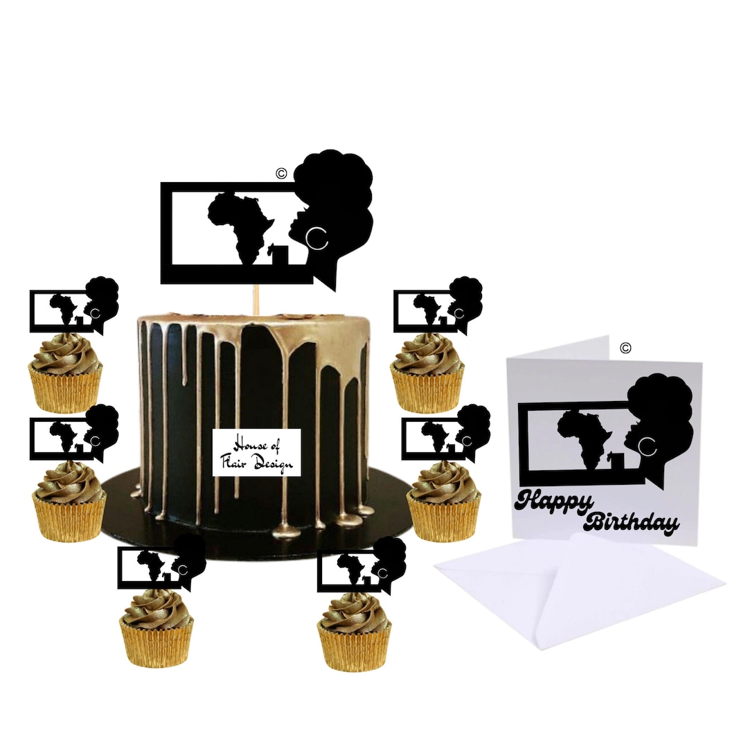 Cake Topper BUNDLE!!! - Custom Afro Woman Cake Topper With Map of ...