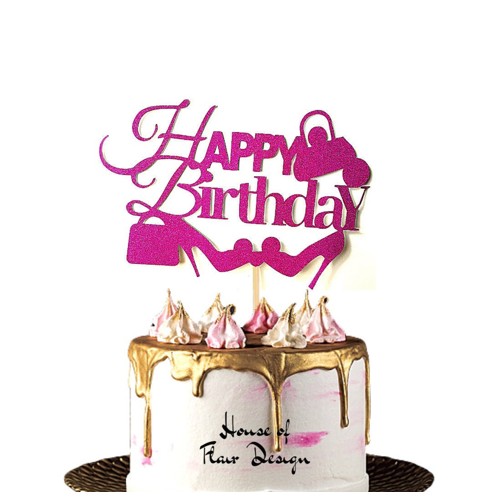 Gorgeous Glitter Handbag and Shoe Birthday Cake Topper for the Handbag ...