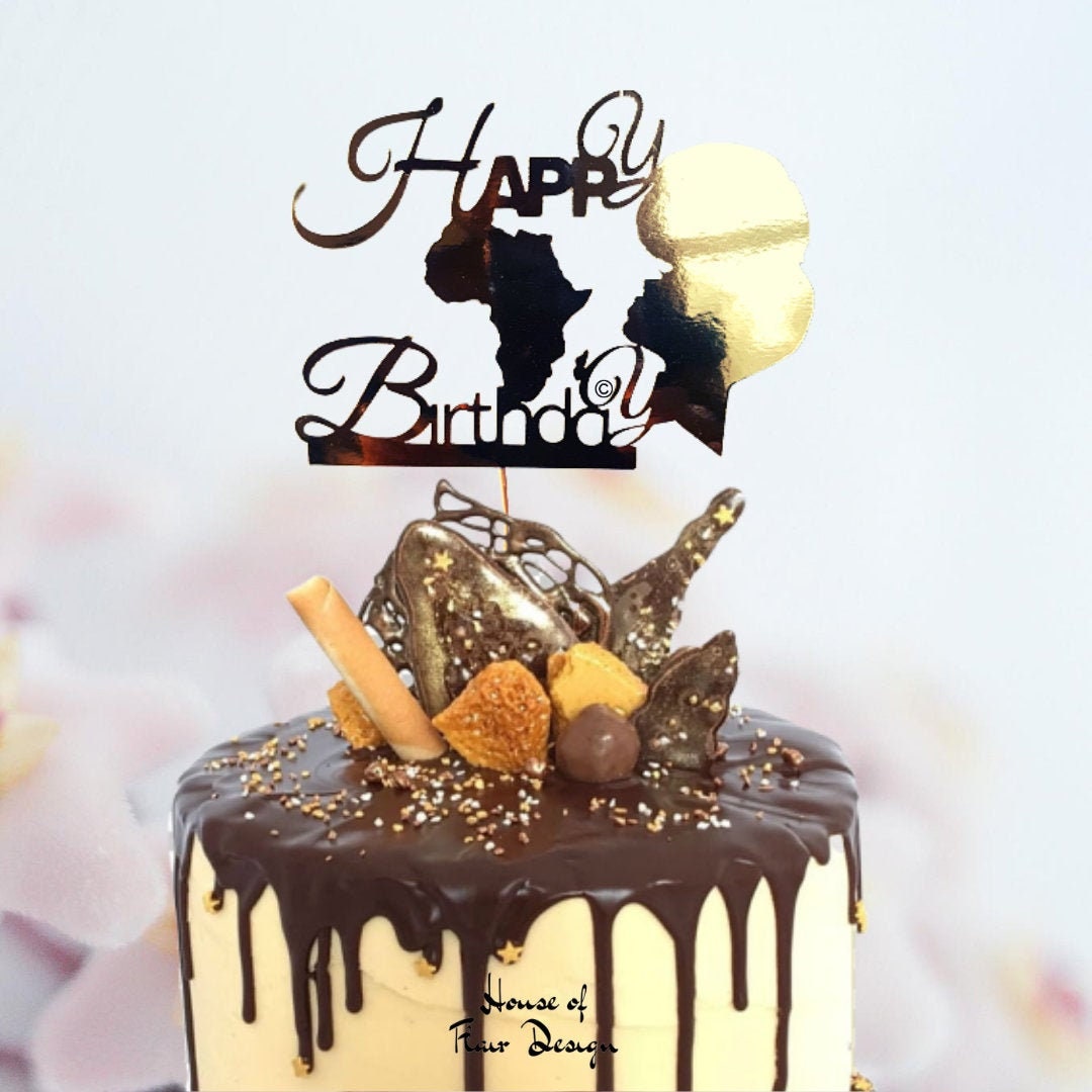 Afro Black Woman Birthday Cake Topper for the Confident Woman - Colour ...