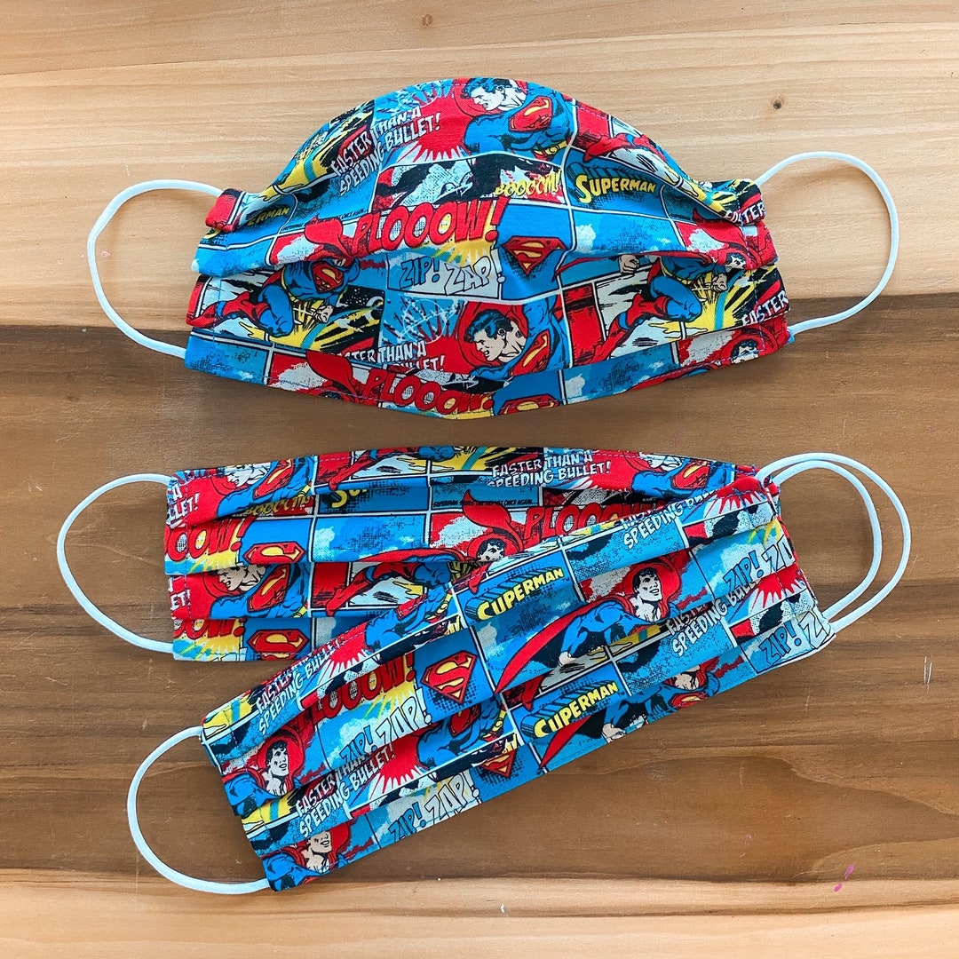 Custom Sizing / Superman Face Mask / RARE Fabric / 100% Cotton / 3 ...