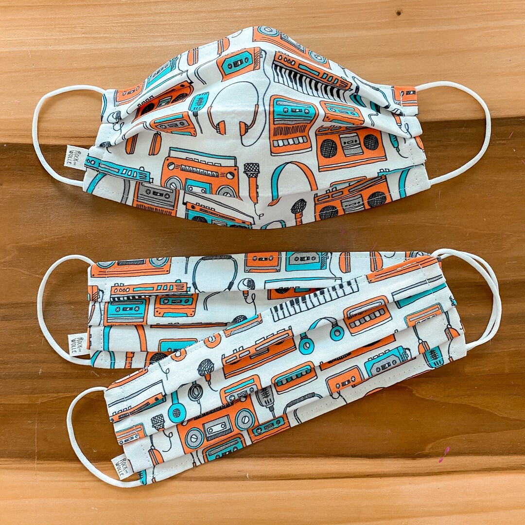 80s Boombox Face Mask / 100% Cotton / 3 Layers / Pellon Interfacing ...