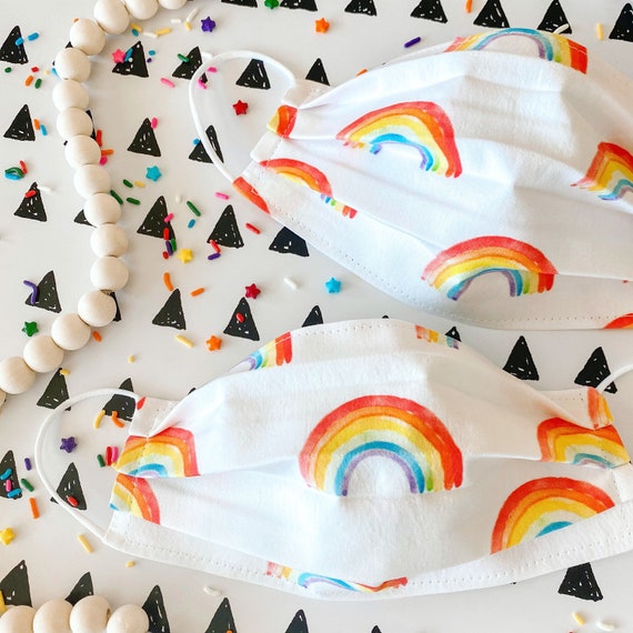 Custom Sizing / Watercolor Rainbow Face Mask / 100% Cotton / 3 | Etsy