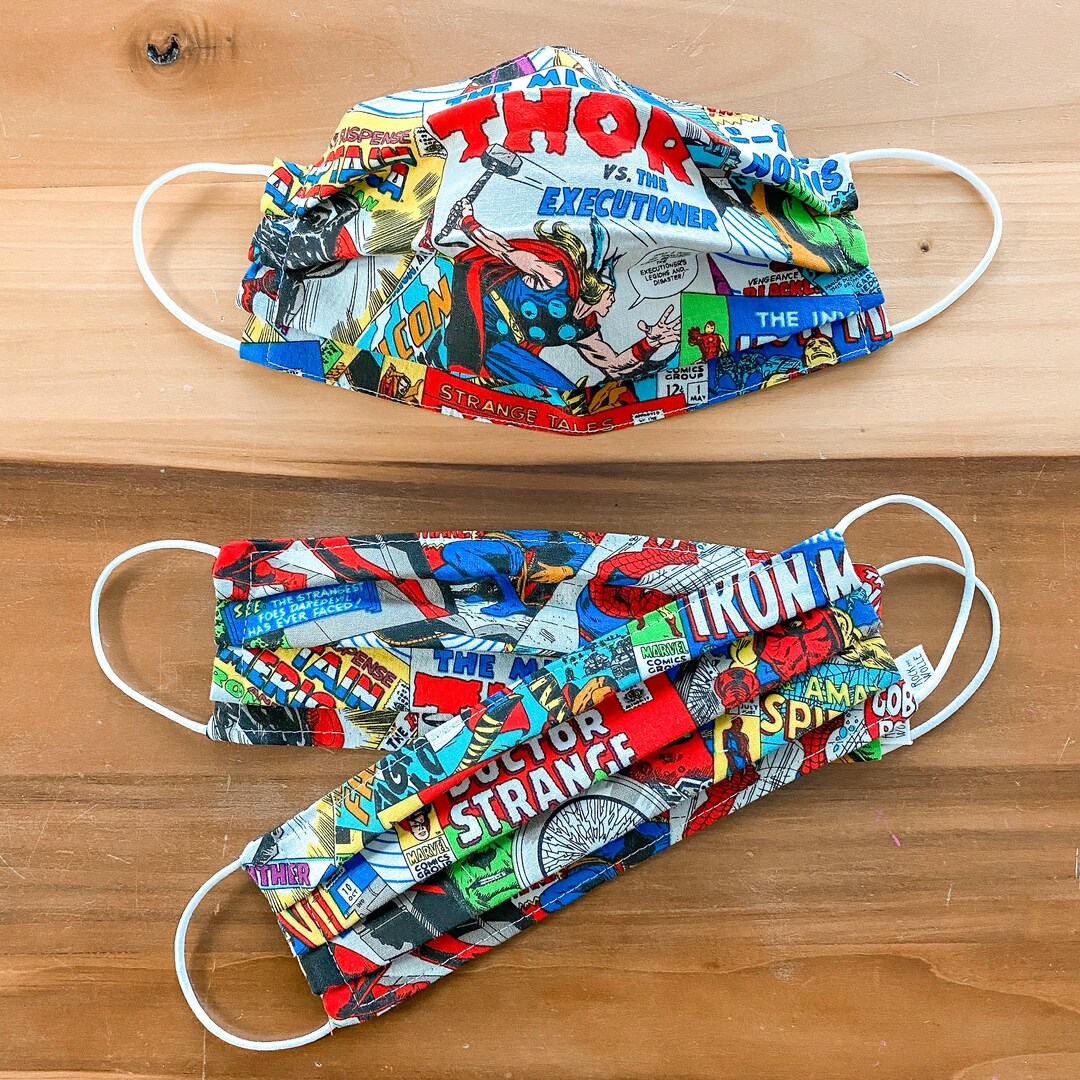 Custom Sizing / MARVEL Comic Book Covers Face Mask / 100% Cotton / 3 ...