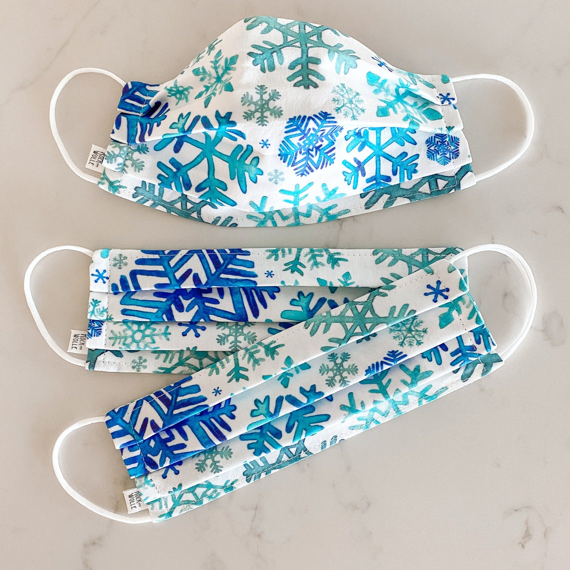Custom Sizing / Watercolor Snowflakes Face Mask / 100% Cotton | Etsy