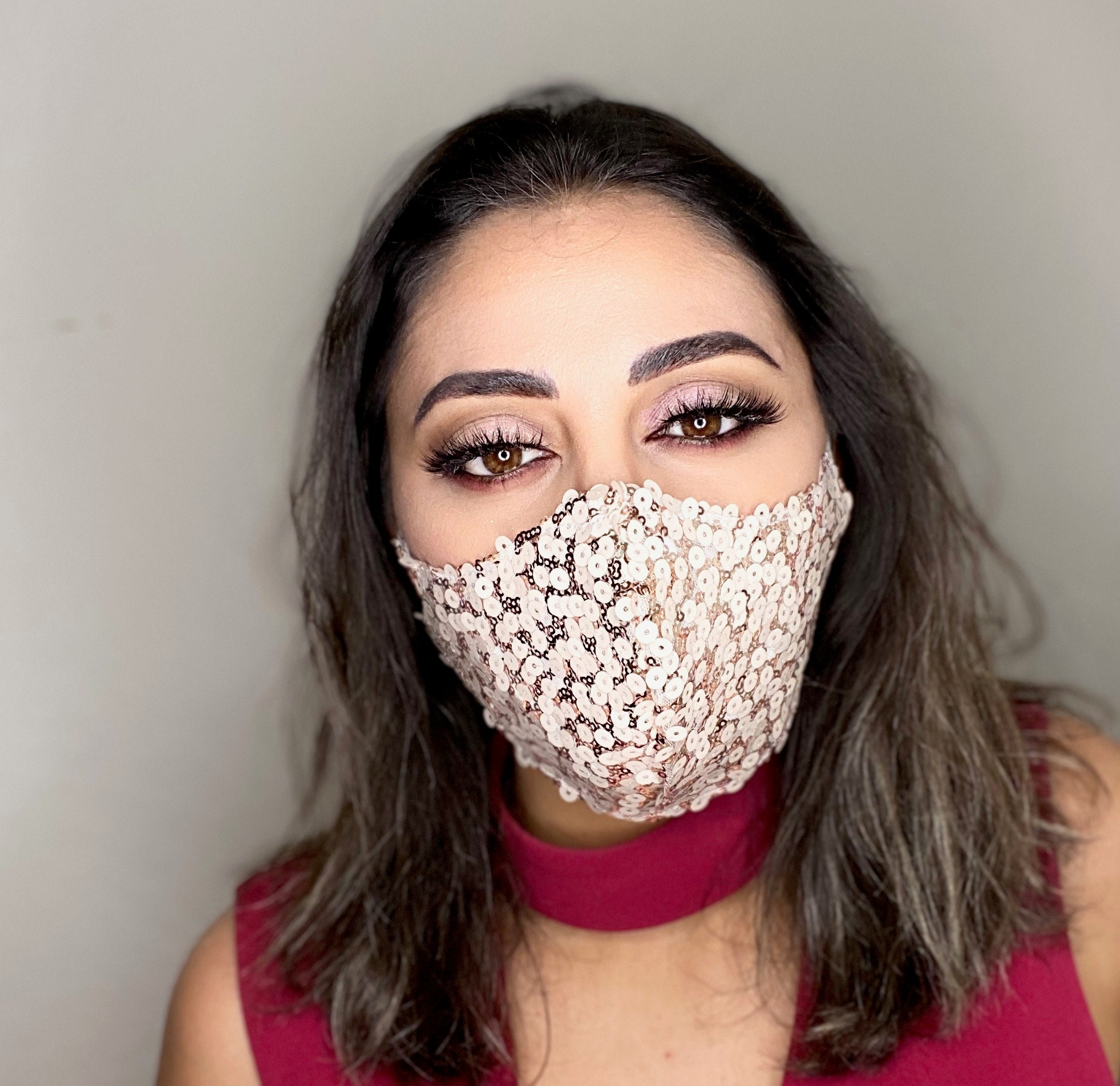 3 Layer Luxury Sequin Face Mask / Party Face Mask / Bridal - Etsy
