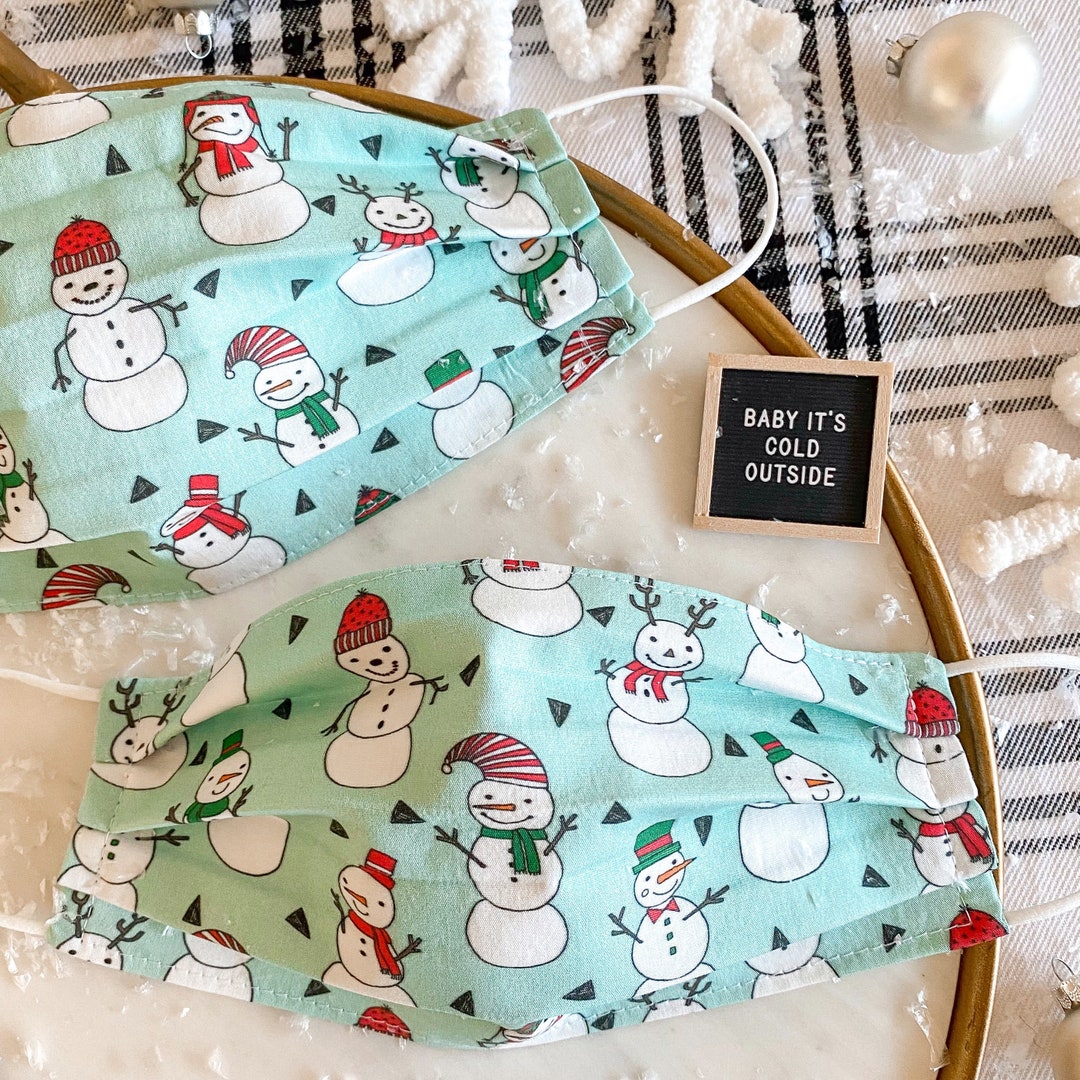 Custom Sizing / Christmas Snowmen Face Mask / 100% Cotton / 3 Layers ...