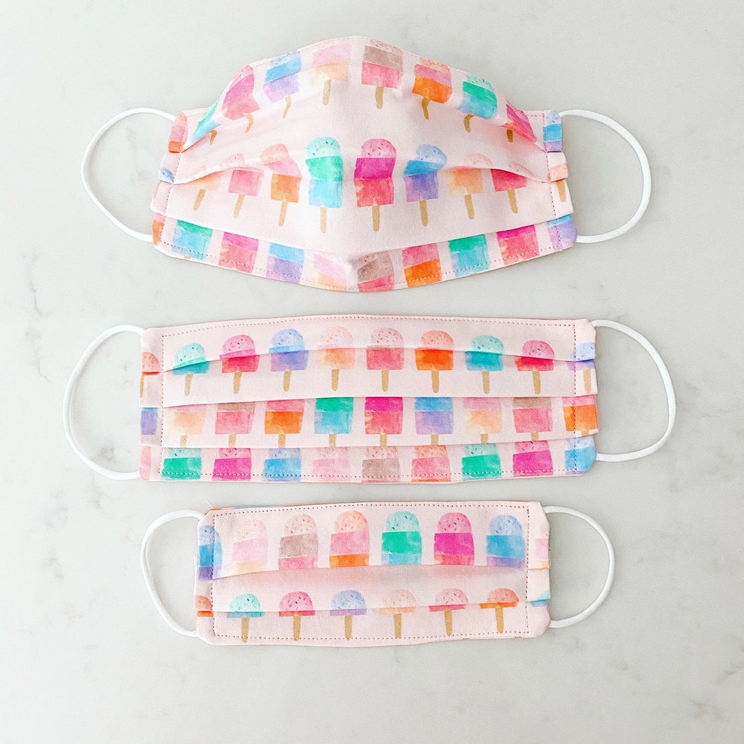Custom Sizing / Rainbow Popsicles Face Mask / 100% Cotton / 3 Layers ...