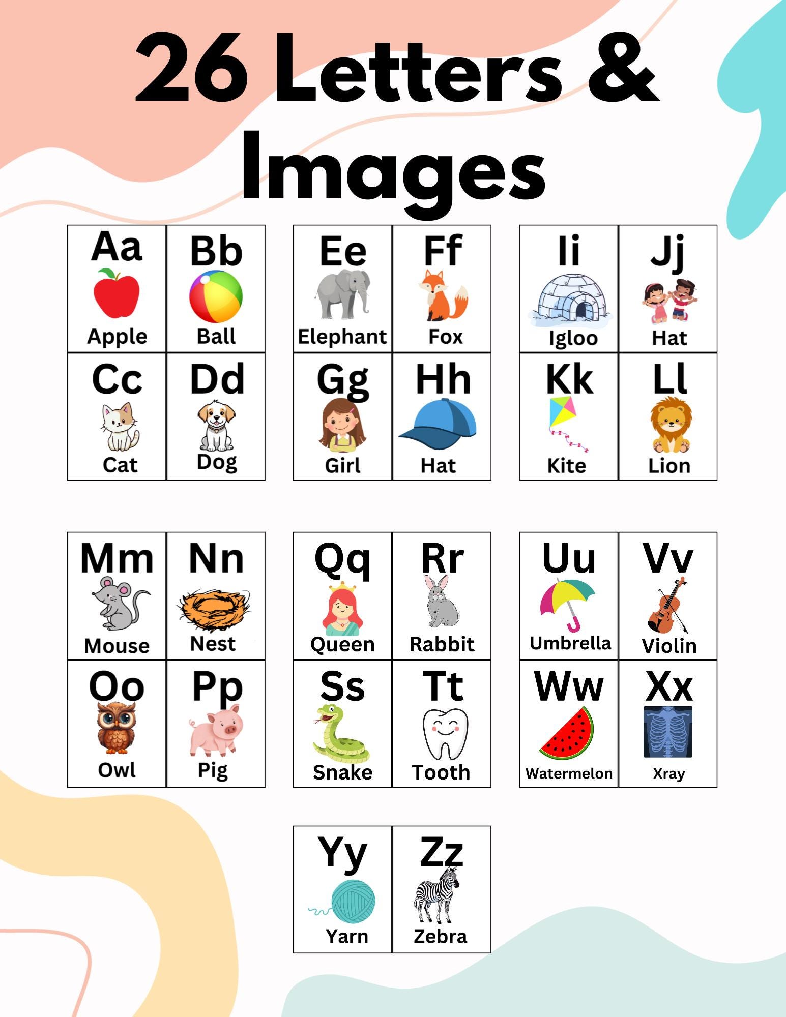 Toddler Alphabet Cards, Flashcards, Pictures Flash Cards, Abc's ...